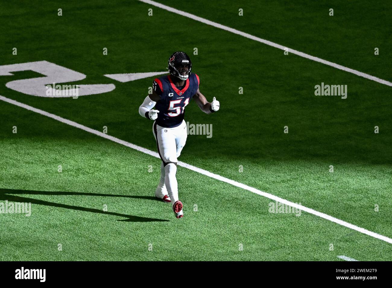 Houston Texans defensive end Will Anderson Jr. (51) reacts during an ...