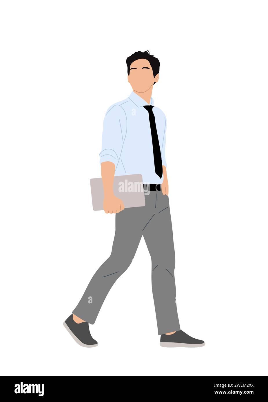 Business man character walking with laptop vector Stock Vector Image ...