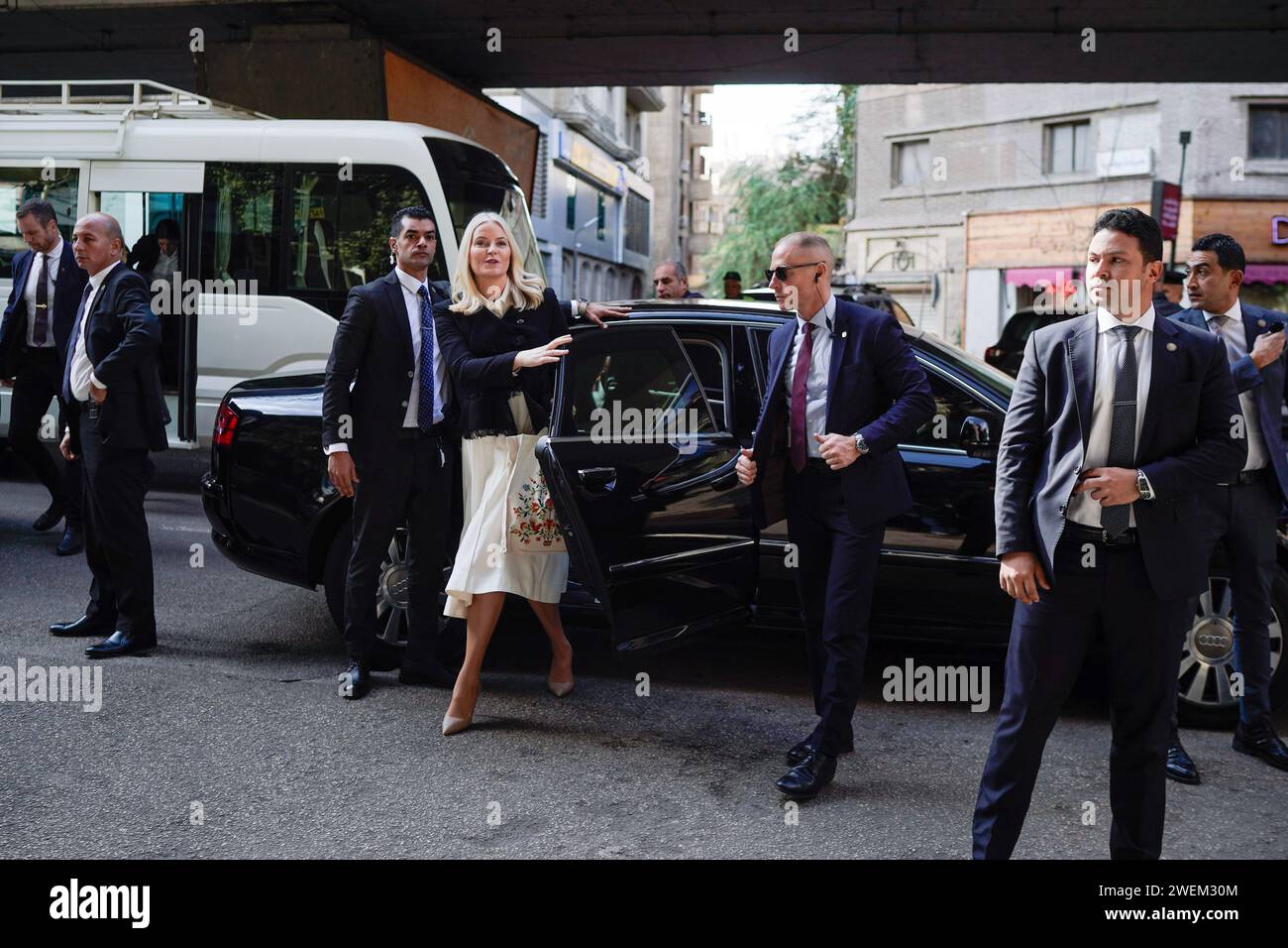 Cairo, Egypt 20240126.Crown Princess Mette-Marit visits a bookstore and ...
