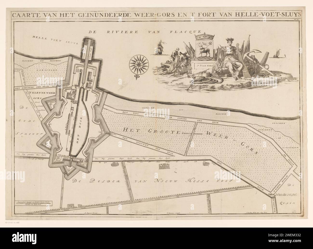 Map of the Polder 't Weergors and Hellevoetsluis, Jan Votemers, After A ...