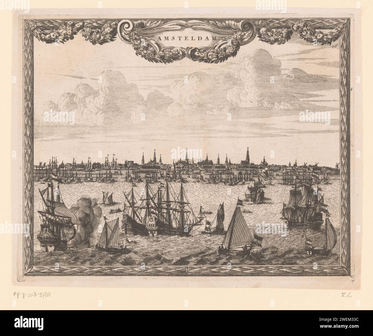 View of Amsterdam from the IJ, Anonymous, c. 1700 - c. 1750 print paper etching city-view, and ...