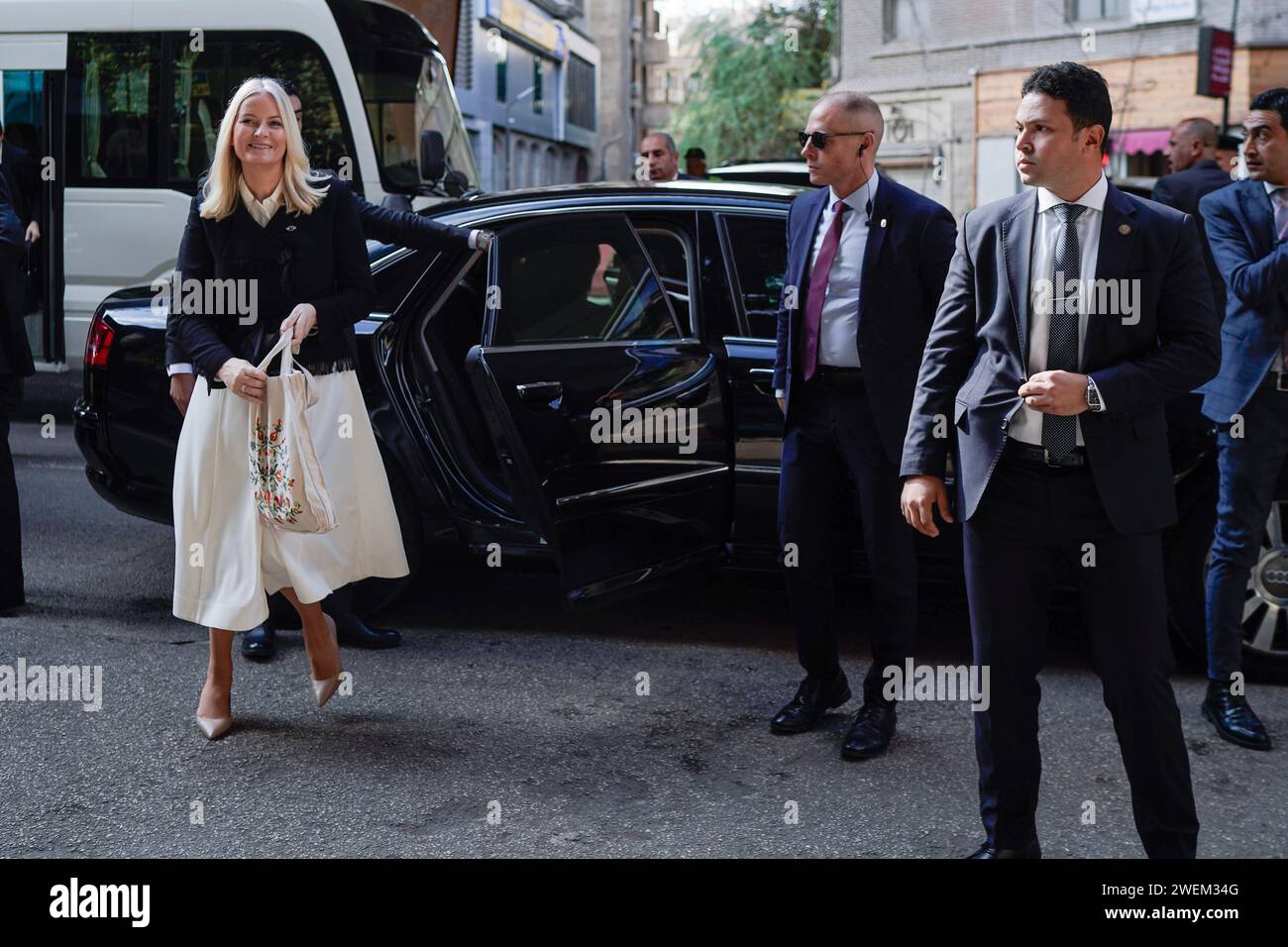 Cairo, Egypt 20240126.Crown Princess Mette-Marit visits a bookstore and ...