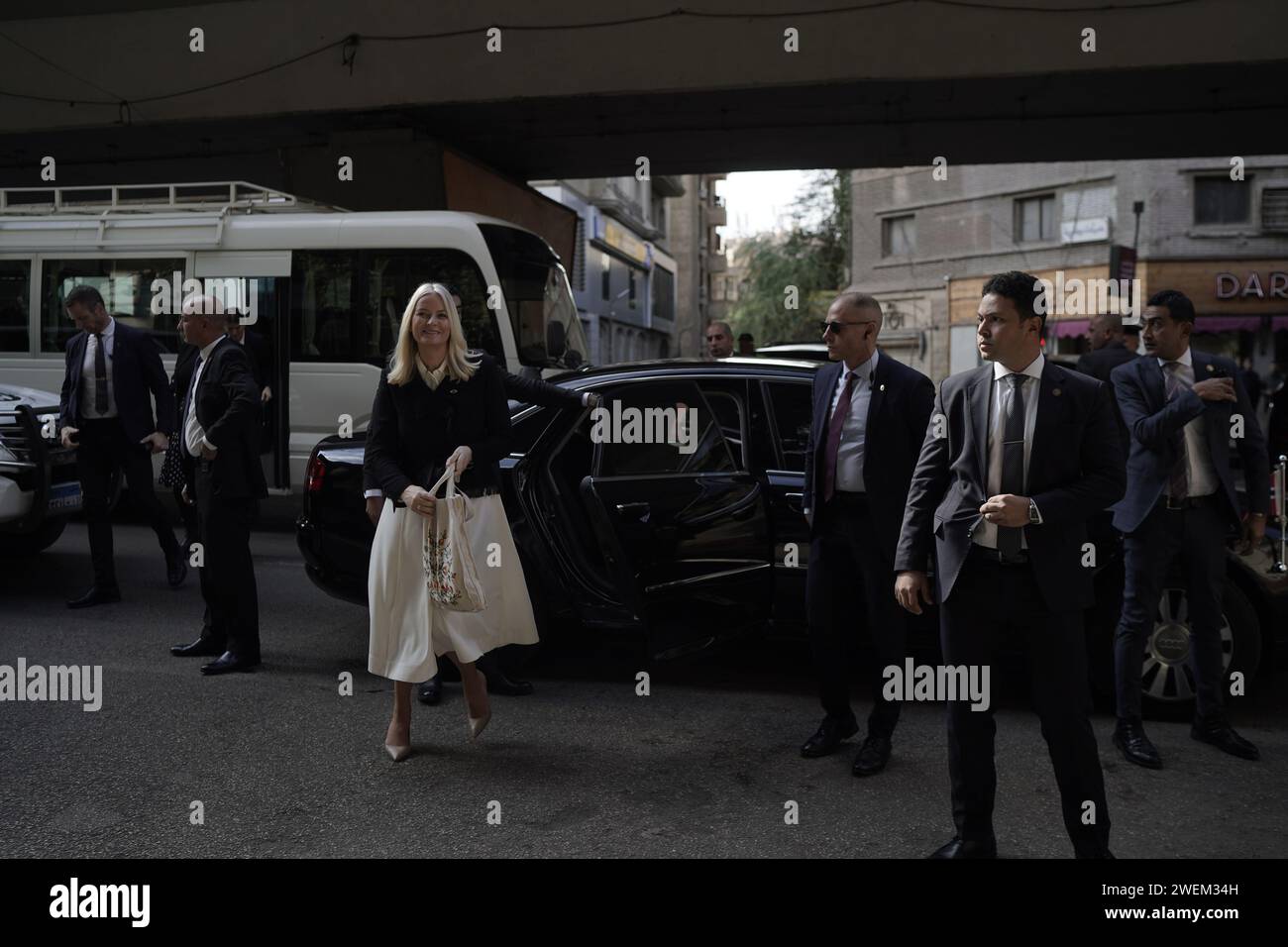 Cairo, Egypt 20240126.Crown Princess Mette-Marit visits a bookstore and ...