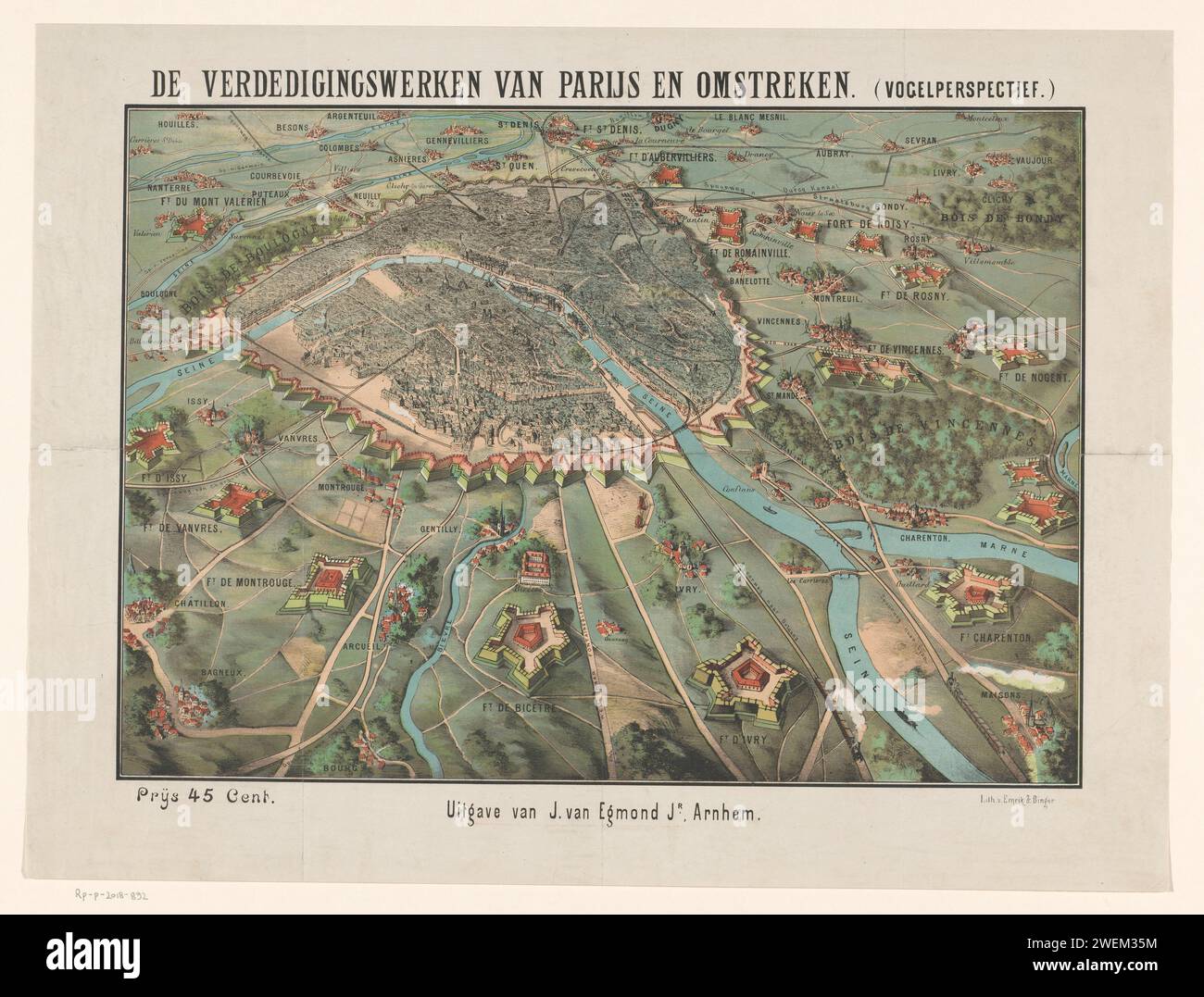 View of the fortifications of Paris and the surrounding fortresses ...