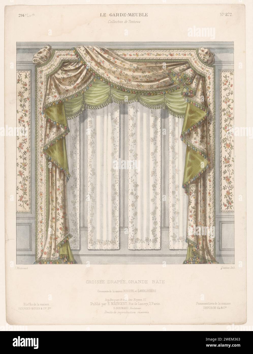 Passage with curtains, quéton, after Eugène MAINCEN, c. 1885 - c. 1895 ...