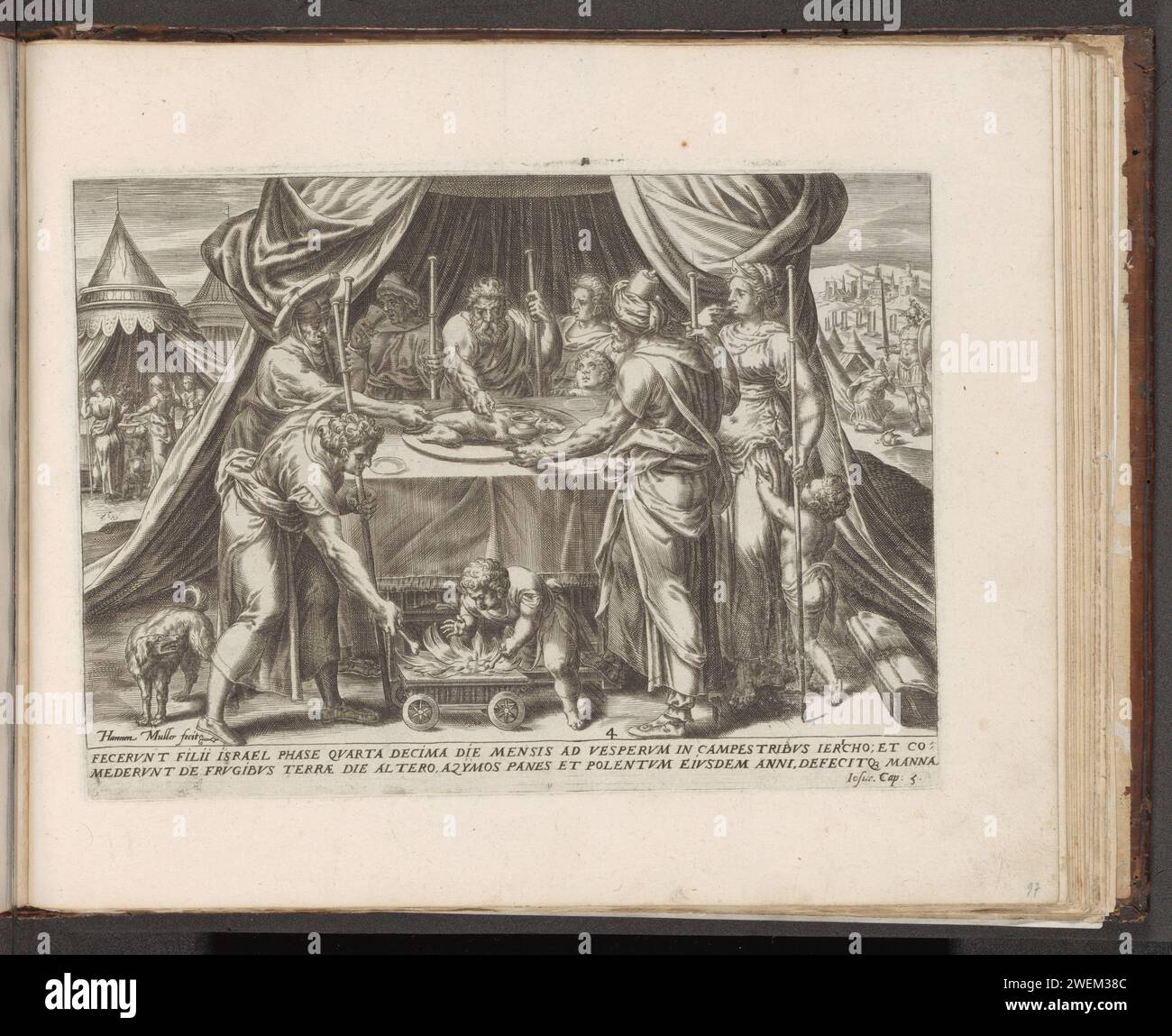 Celebration of Passover in the Promised Land, 1579 print In the camp ...