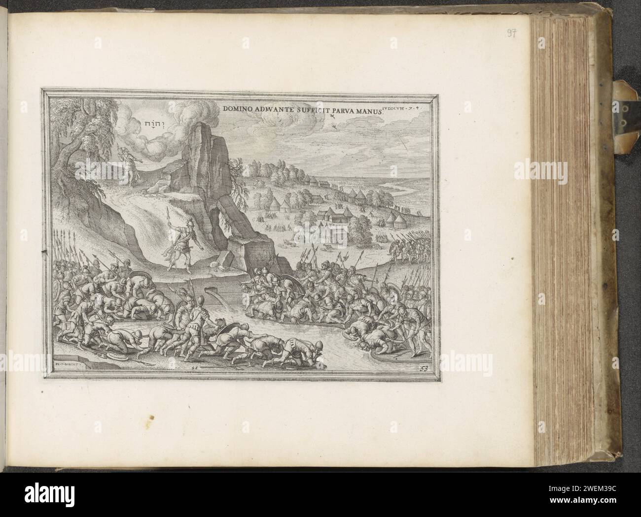 Selection of gideons men, 1653 - 1654 print On the left on a mountain ...