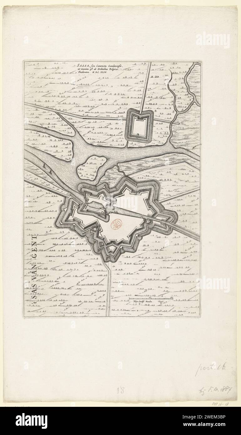 Map of SAS-Van-Gent, 1644, 1644 print Map of the reinforcements around ...