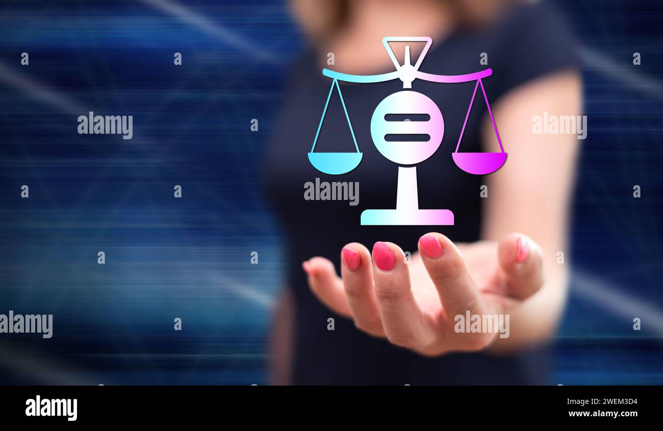 Equality concept above the hand of a woman in background Stock Photo ...