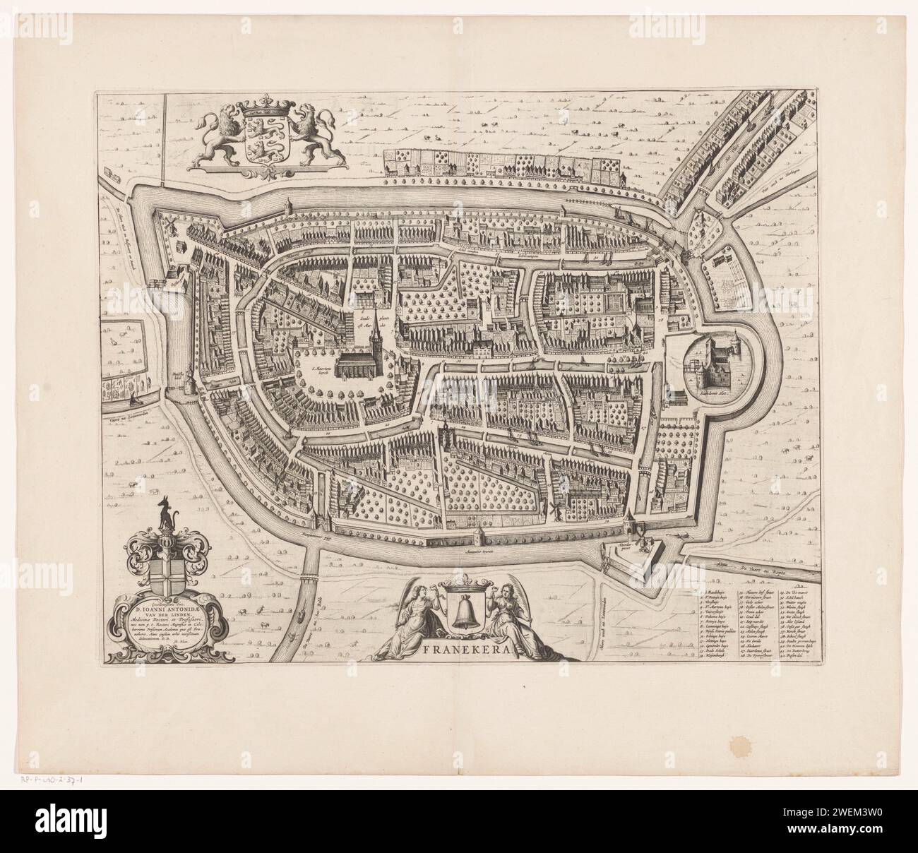 Map of Franeker, 1652 print Map in a nutshell perspective. At the top ...