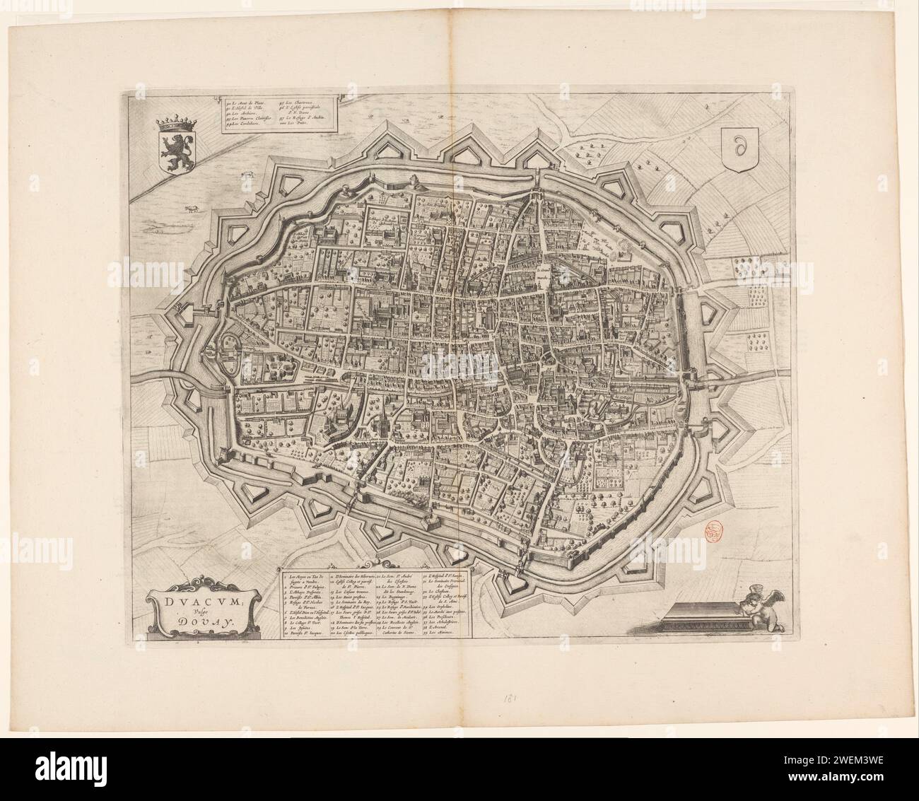 Map of Douai, Anonymous, 1652 print Map of Douai with buildings in a ...