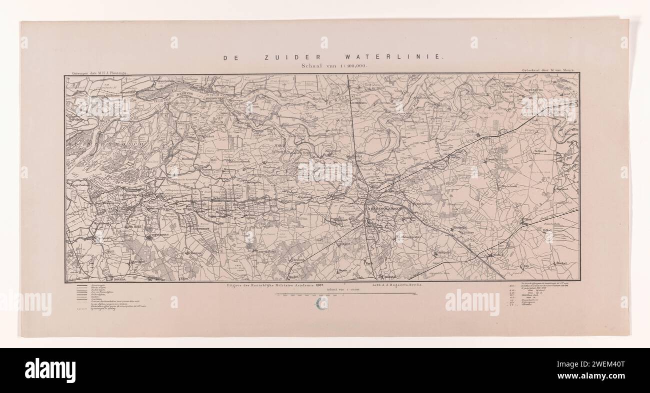 Map of the Zuiderwaterlinie, Adriaan Jan Bogaerts, After M. van Meurs ...