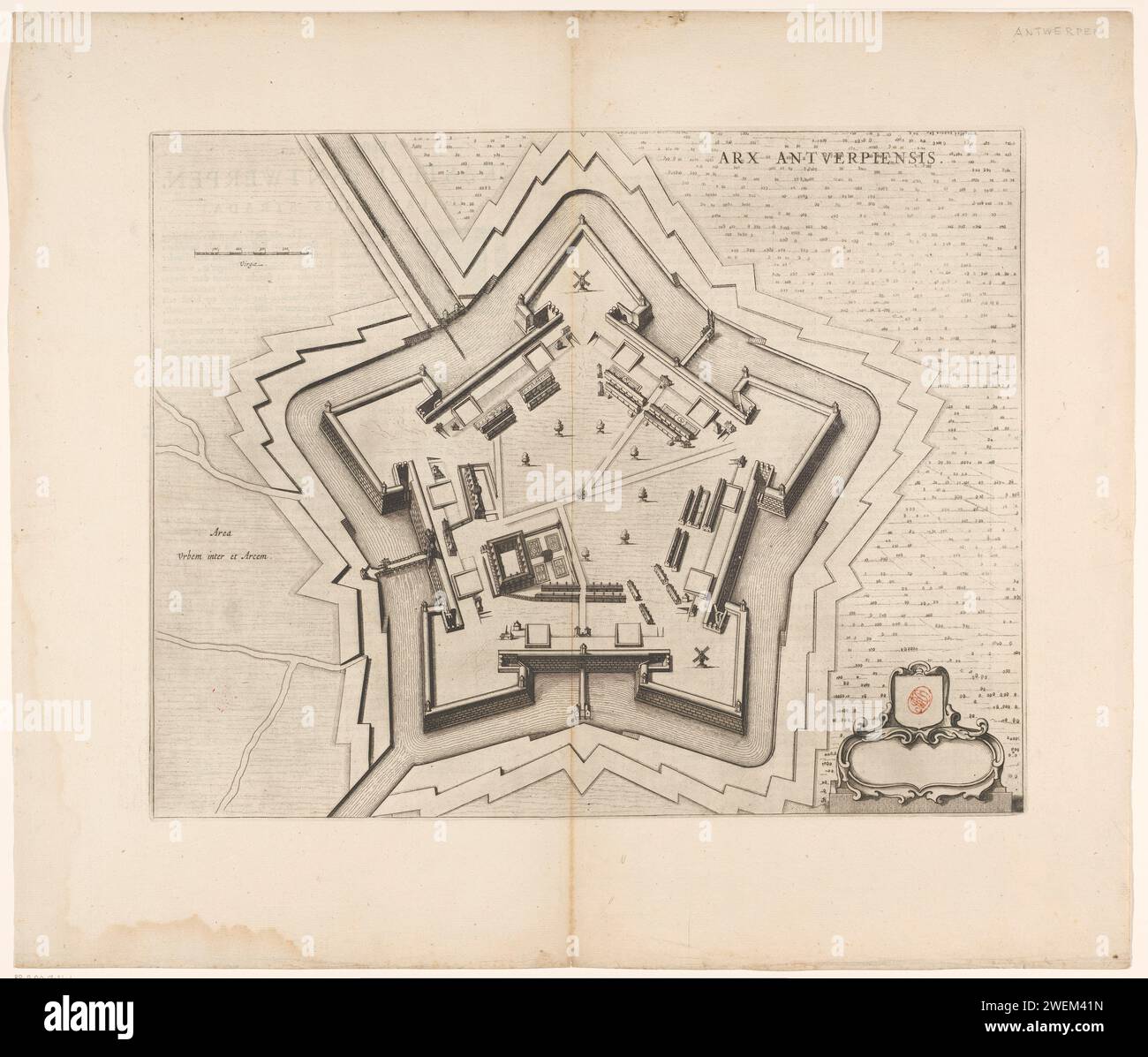 Fortress map of the Citadel van Antwerpen, Anonymous, 1652 print ...