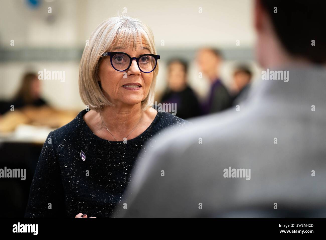 HMDT chief executive Olivia Marks-Woldman speaks to the media, during a ...