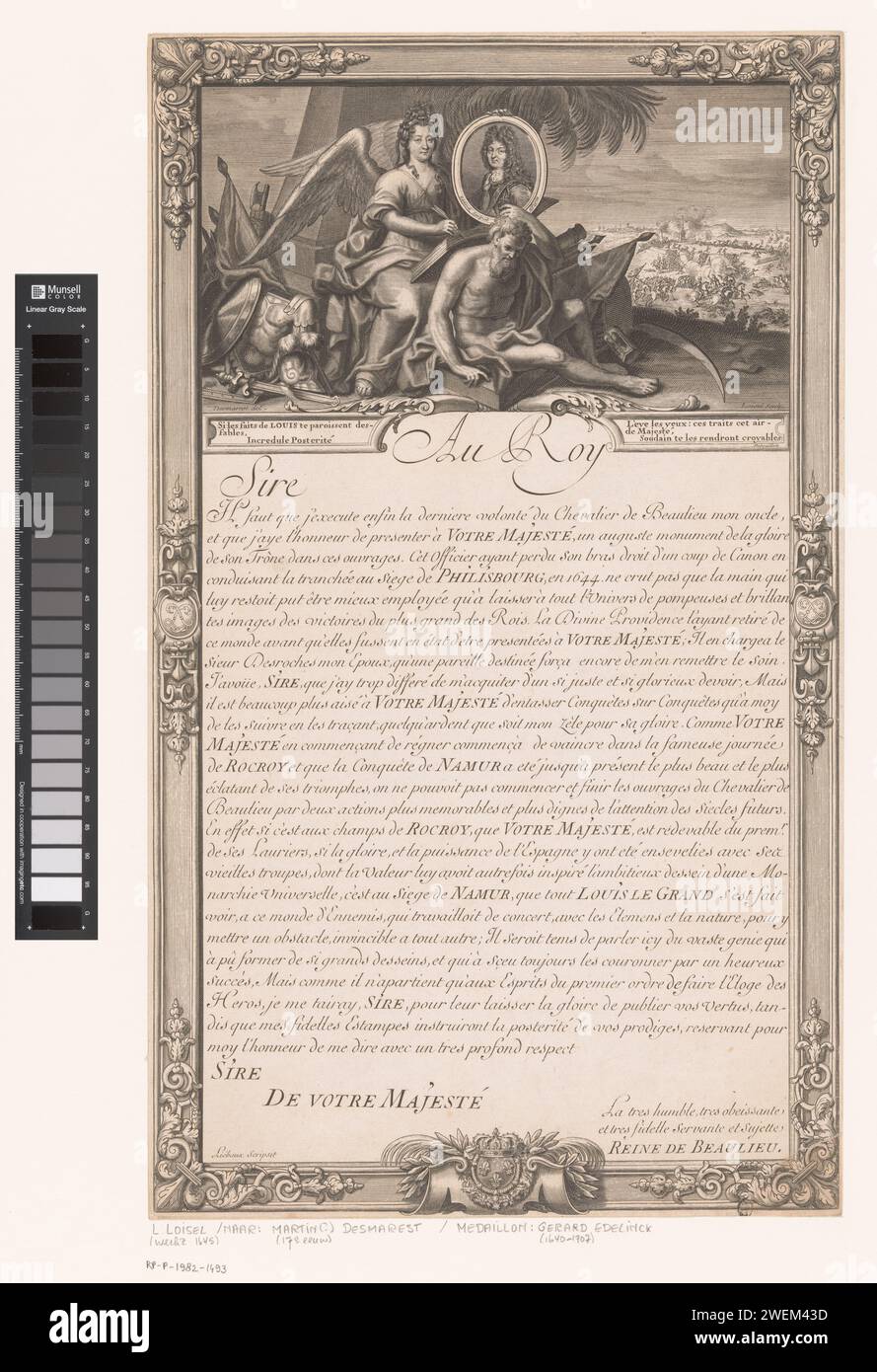 Portrait of Louis XIV in medallion on the back of father Time, c. 1694 ...