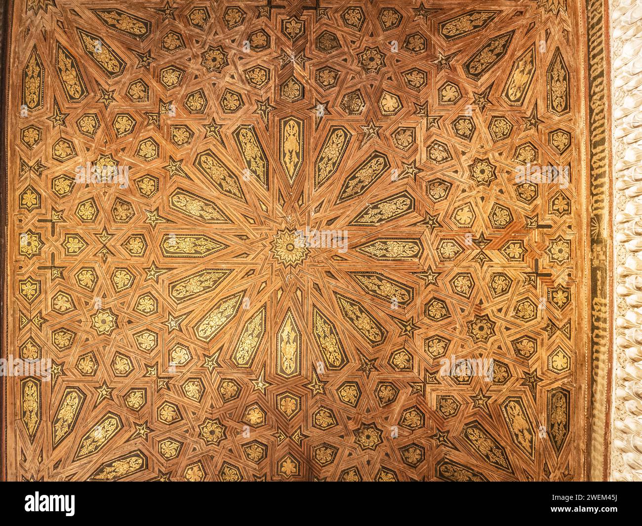 Detail of the wooden ceiling in the royal palace Nazaries of the ...