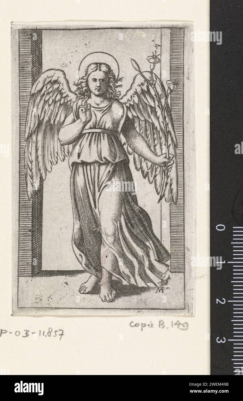 Archangel Gabriël with Lelie, Anonymous, After Marcantonio Raimondi ...