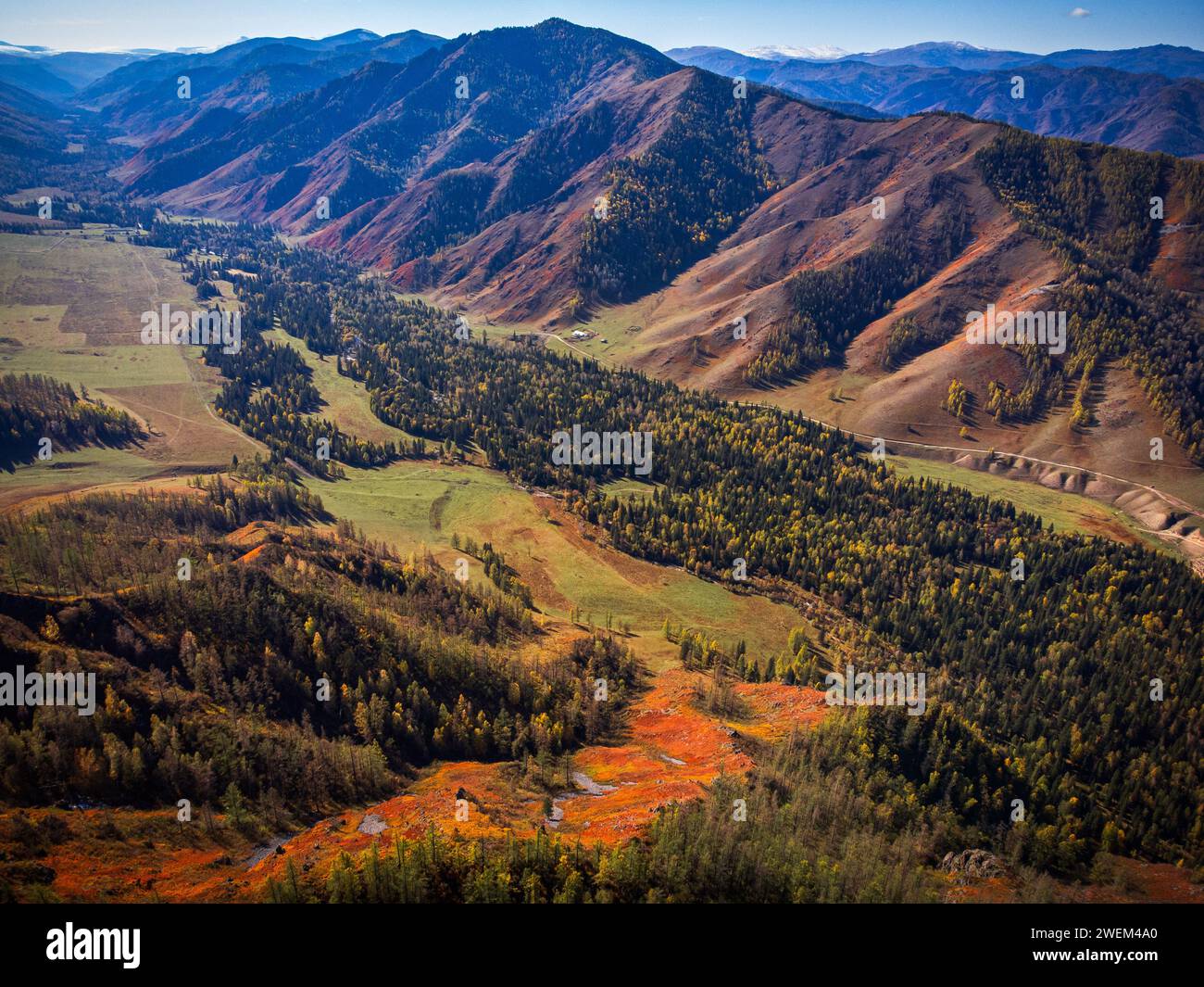 Aerial shot captures the vibrant fall colors painting the undulating ...