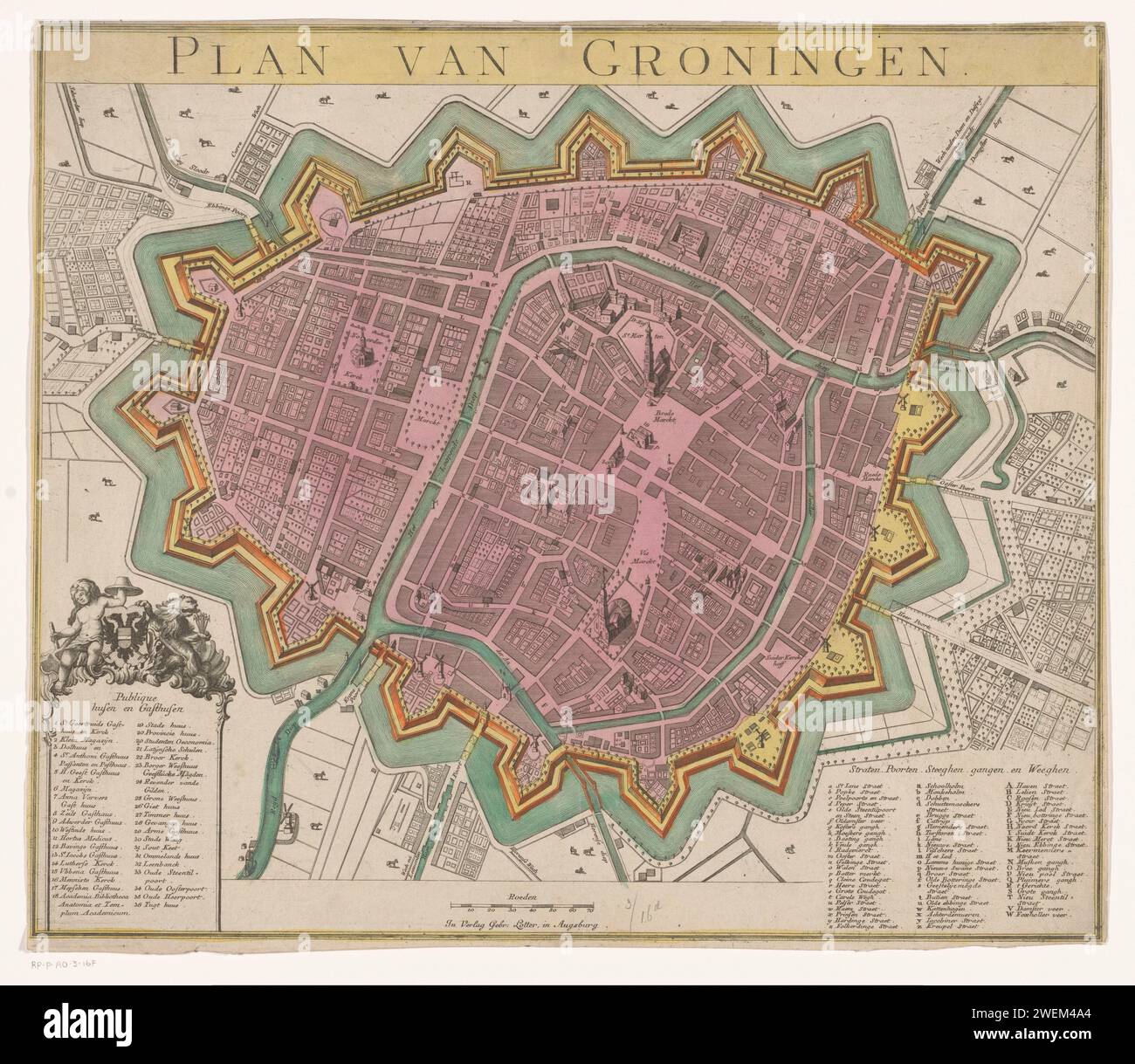 Map of the city of Groningen, Anonymous, 1777 - 1810 print Map in a ...