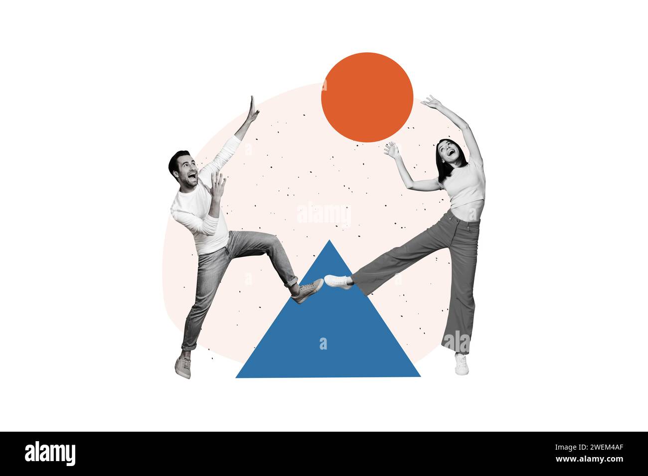 Photo cartoon comics sketch collage picture of smiling happy lady guy ...