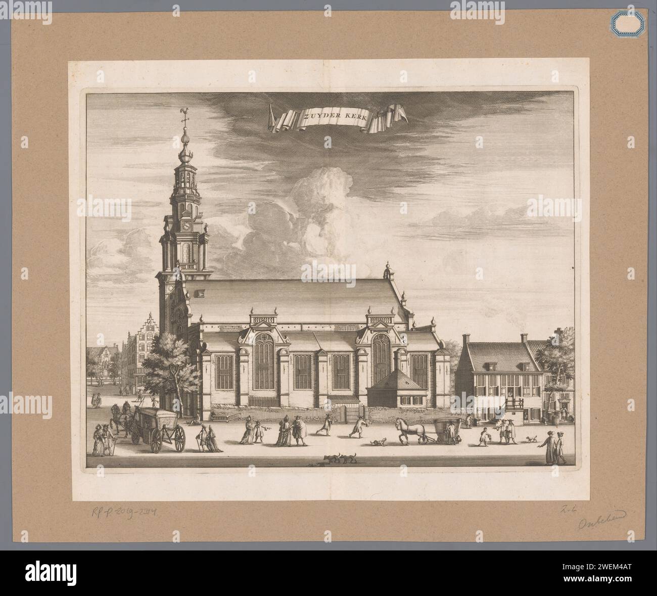 View of the Zuiderkerk in Amsterdam, Anonymous, 1693 print paper ...