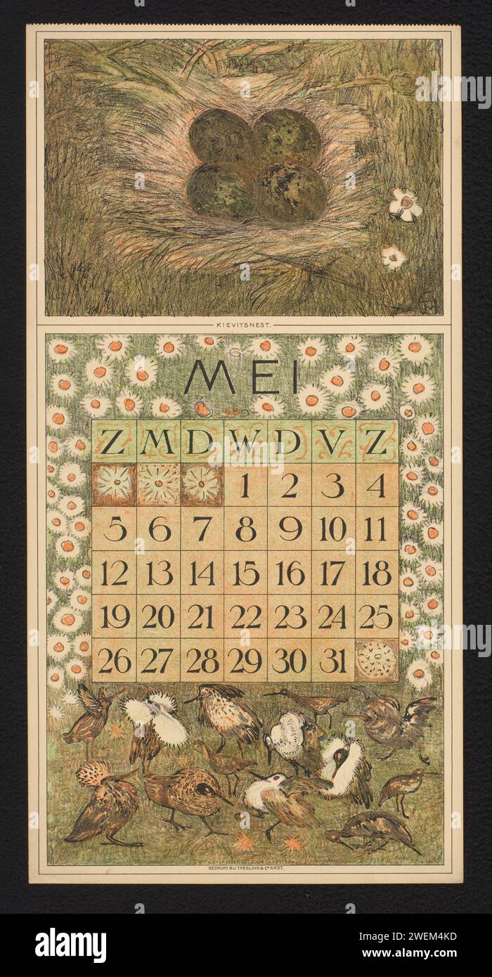 Calendar magazine for May 1912 with lapwing eggs and Kemphanen, Theo ...