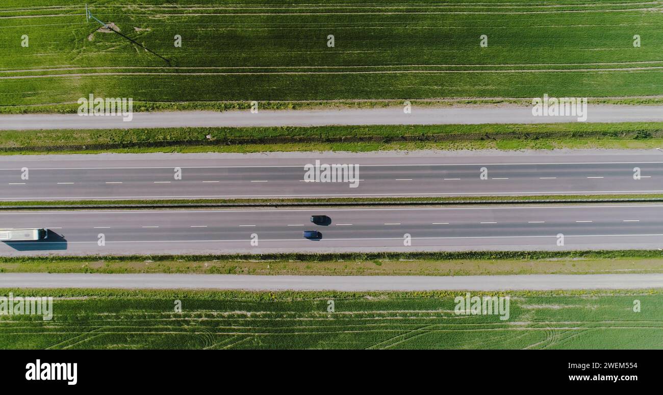 Car Passing Highway Aerial View Stock Photo - Alamy