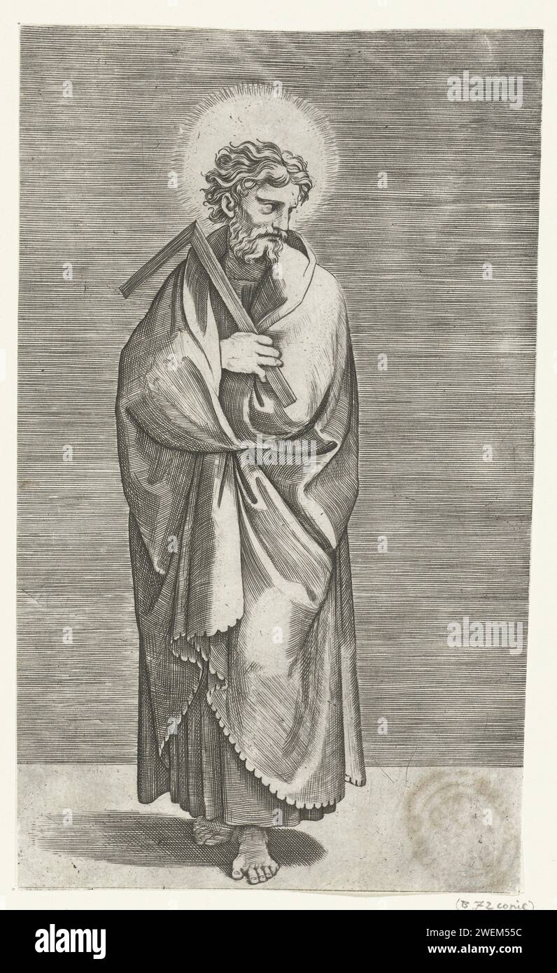 Apostle Tomas with Winkelhaak, Marco Dente, After Marcantonio Raimondi ...