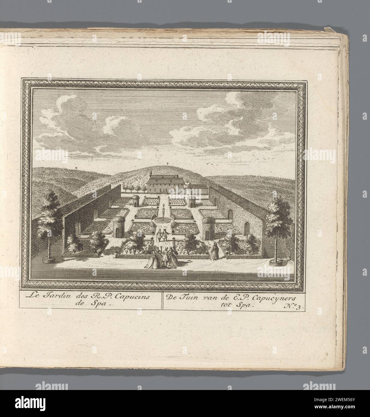 View of the garden of the Capuchin monastery in Spa, Anonymous, 1734 ...
