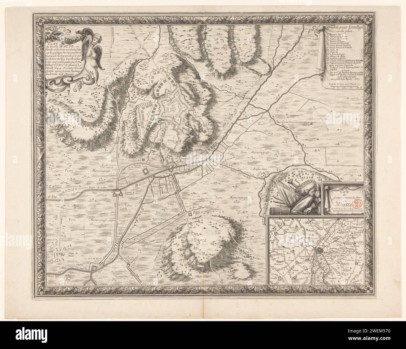 Vesting map of Waten, Anonymous, 1662 print Vesting map of wats. At the ...