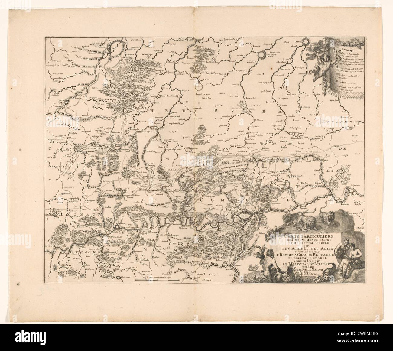 Map with the positions of the Allies and the French at the siege of ...