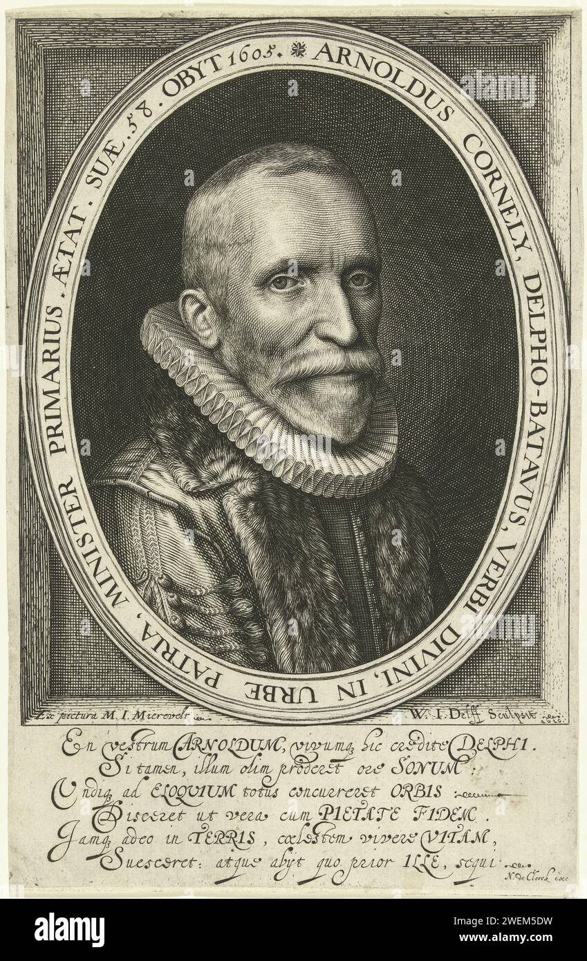 Portrait of pastor Arnold Cornelisz. Crusius at the age of 58, Willem ...