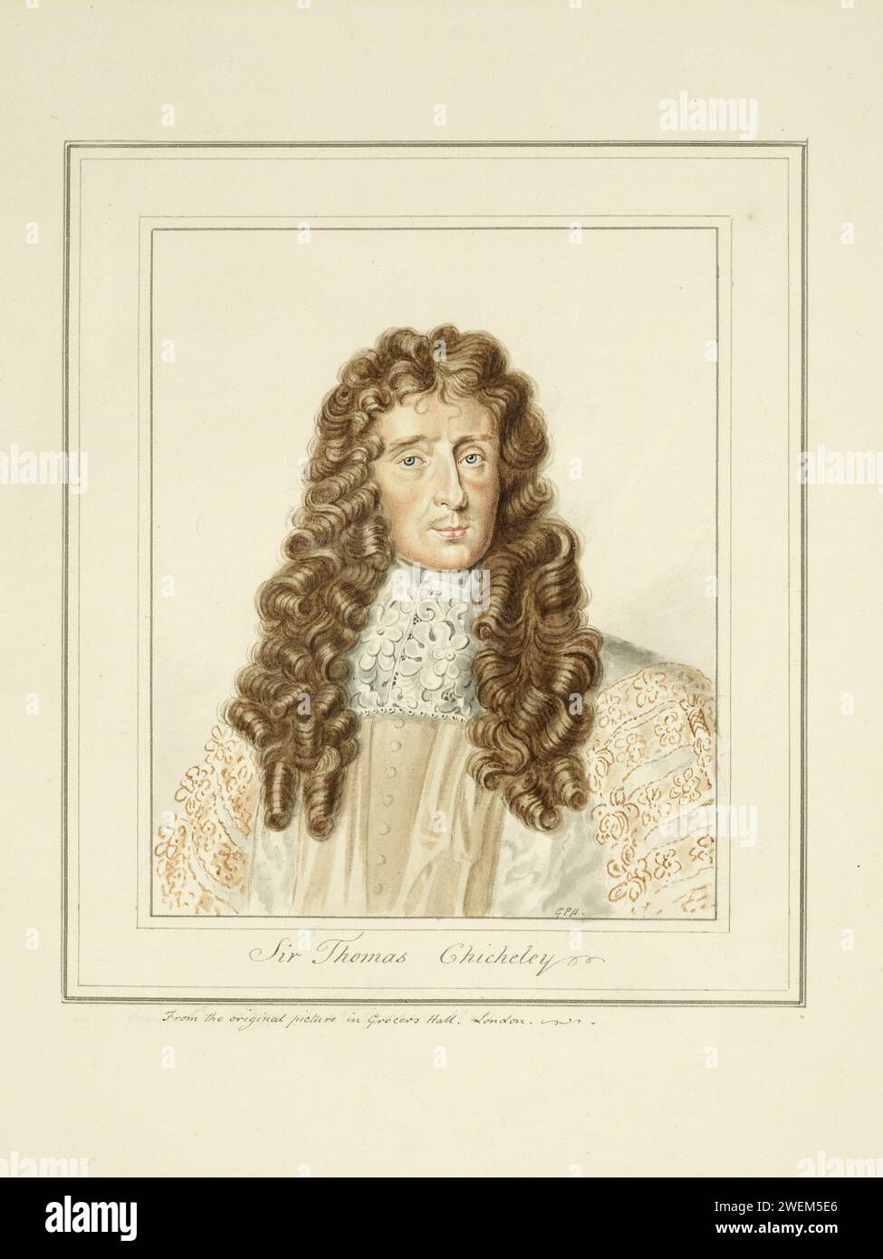 Drawing of Sir Thomas Chicheley, Master General of the Ordnance Stock ...