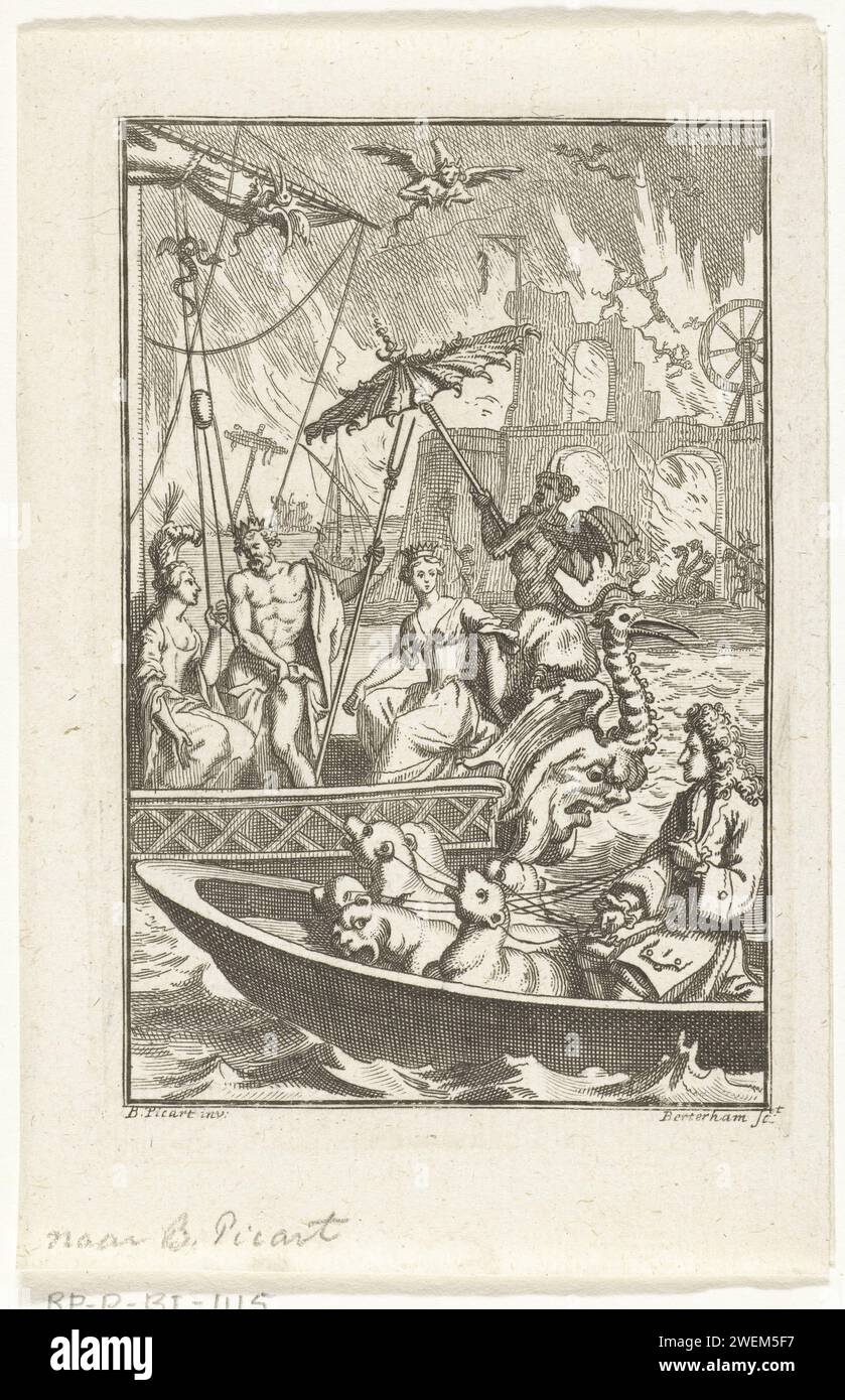Harbor face with boats and demons for Burning Fort, Jan Baptist ...