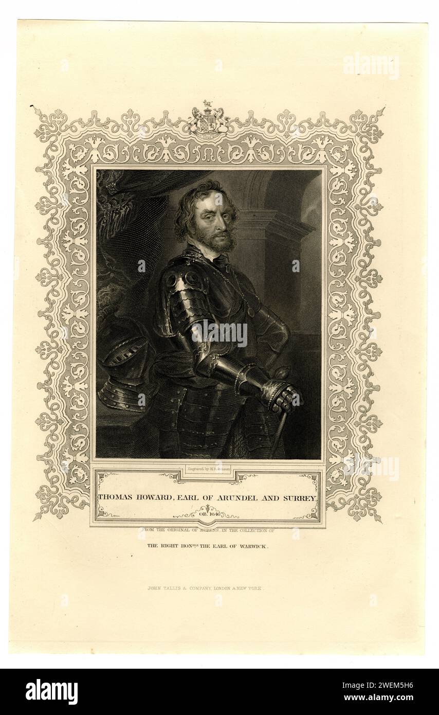 Portrait Engraving of Thomas Howard, Earl of Arudel and Surrey Stock ... Portrait Engraving of Thomas Howard, Earl of Arudel and Surrey Stock ...