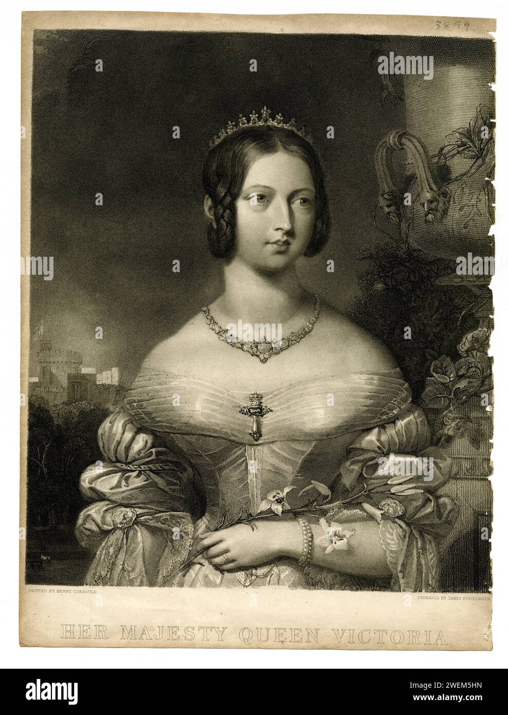 Engraving of her majesty, Queen Victoria, Britain, 19th century ...