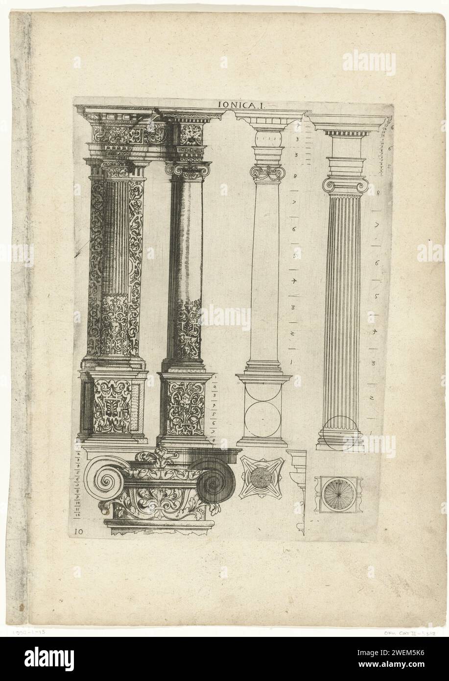 Four Ionian columns on pedestals, 1610 print At the bottom you can see ...