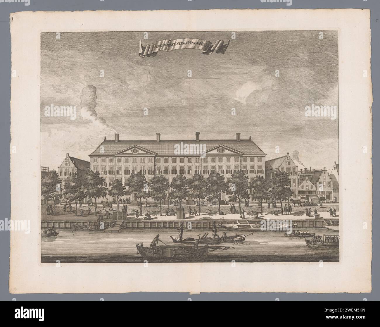 View of the Aalmsierweeshuis in Amsterdam, Anonymous, 1693 print paper ...
