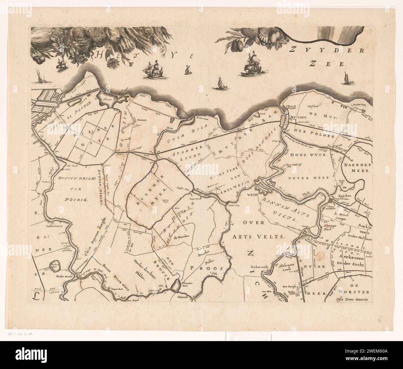 Map of the Water Board of Rijnland (sixth part), Cornelis Danckerts (I), 1687 print Sixth part ...