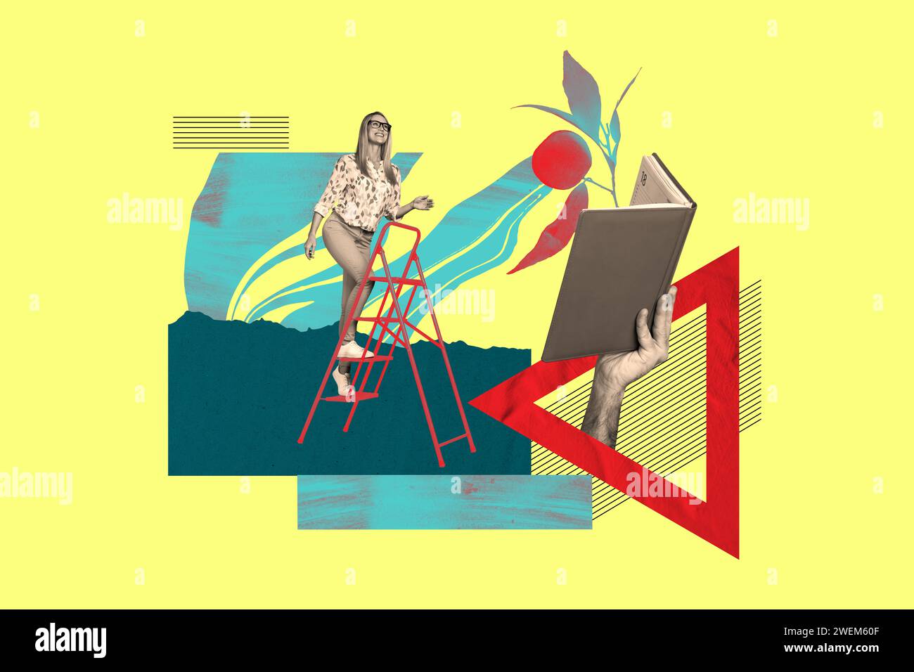 Woman ladder pop art hi-res stock photography and images - Alamy