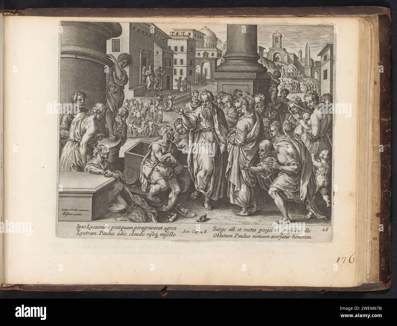 Paulus heals a paralyzed man in Lystra, Anonymous, After Philips Galle ...