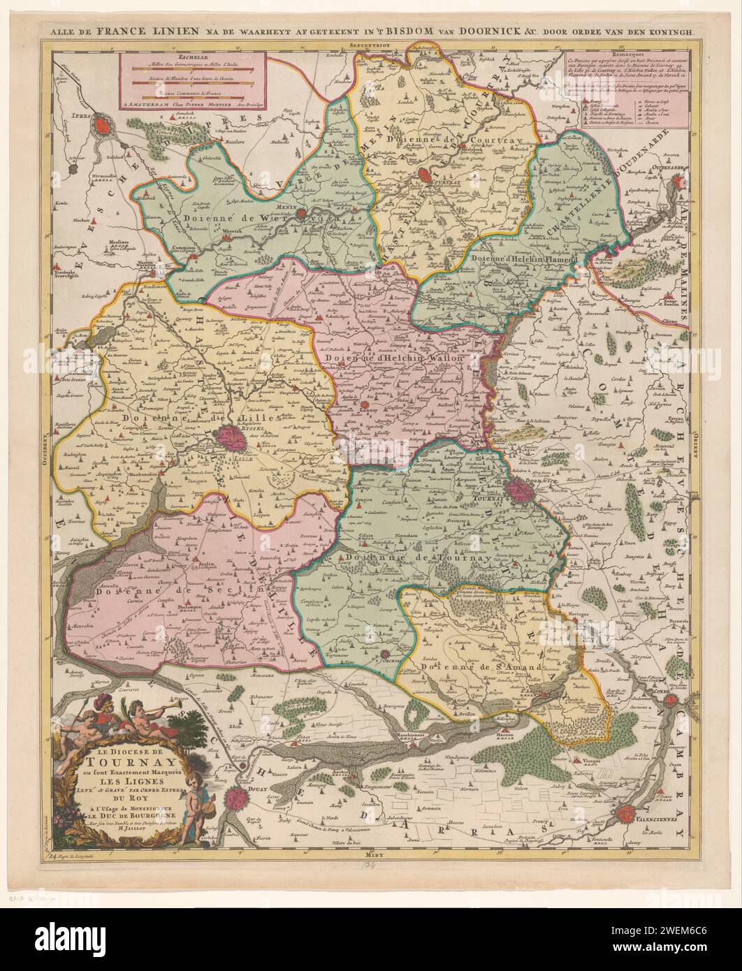 Map of the diocese of Tournai, Anonymous, 1697 - 1721 print Map of the ...