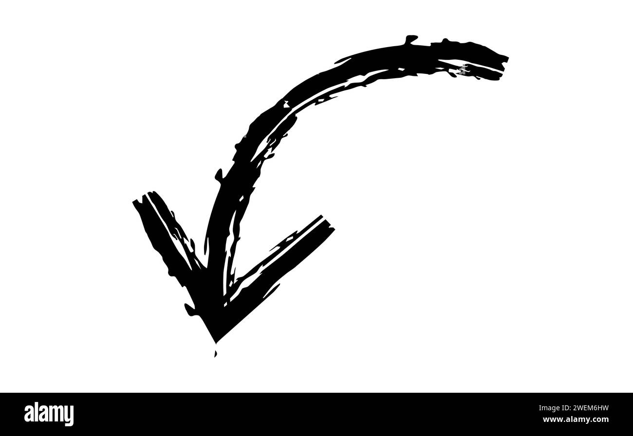 Hand drawn crayon chalk charcoal line arrow. textured arrow isolated on ...