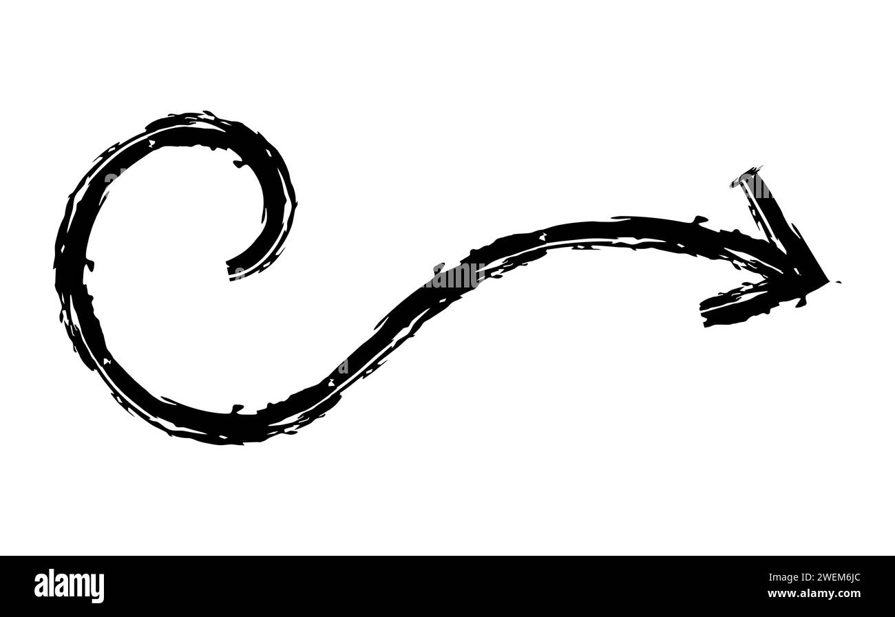 Hand drawn crayon chalk charcoal line arrow. textured arrow isolated on ...