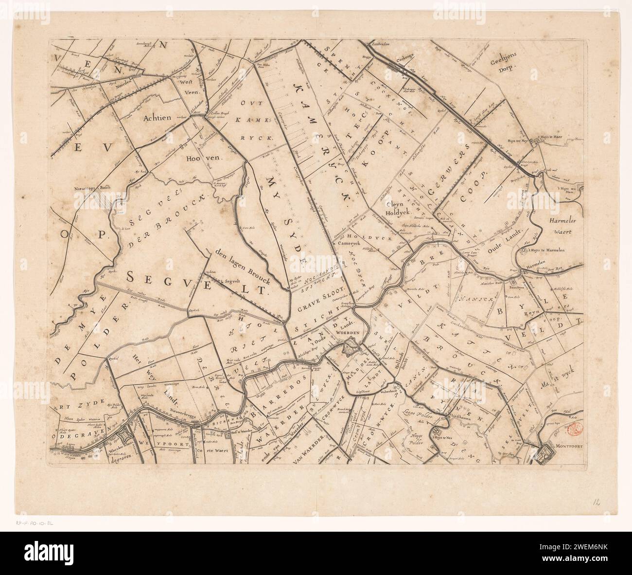 Map of the Water Board of Rijnland (twelfth part), Cornelis Danckerts (I), 1687 print Twelfth of ...