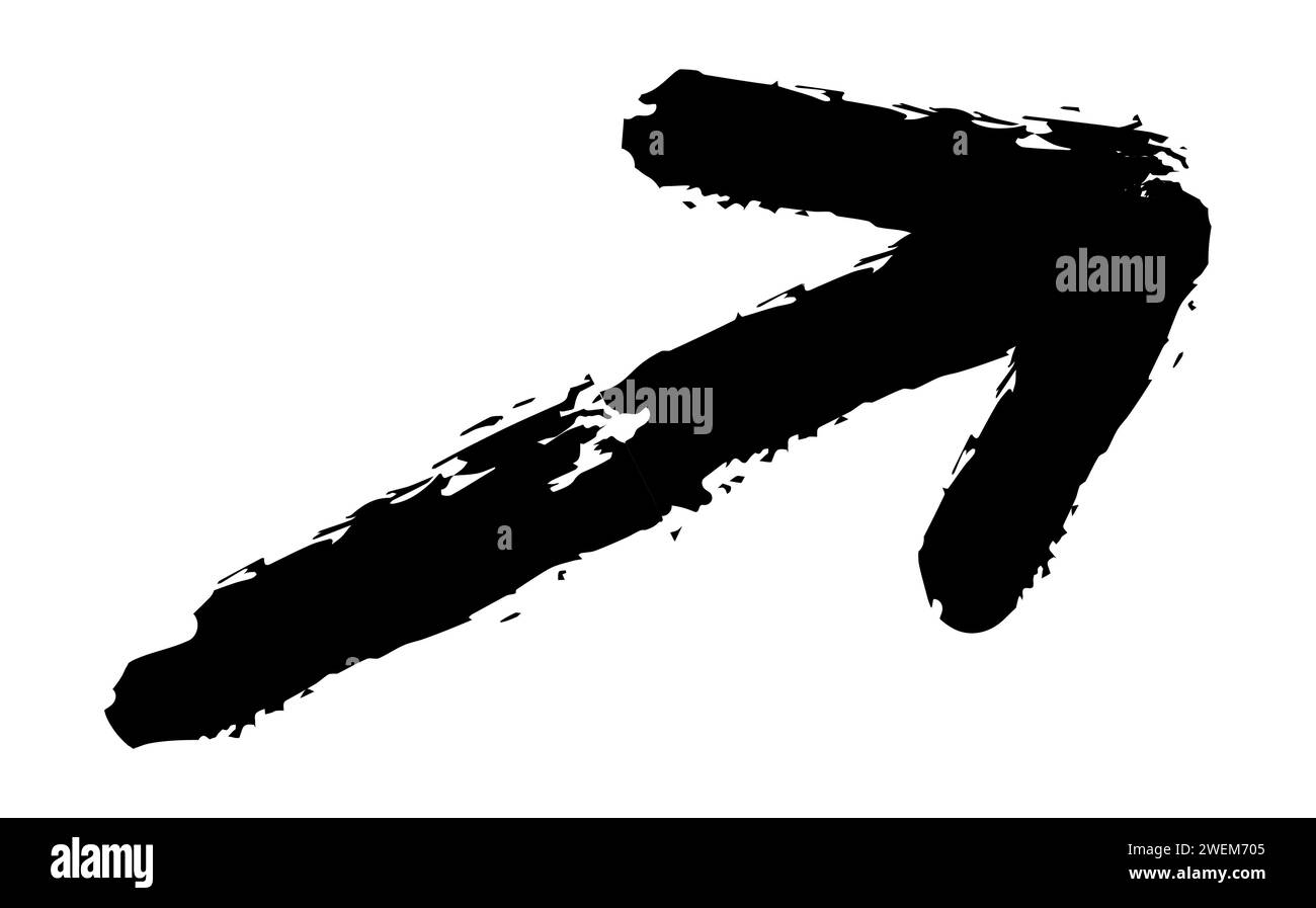 Hand drawn crayon chalk charcoal line arrow. textured arrow isolated on ...