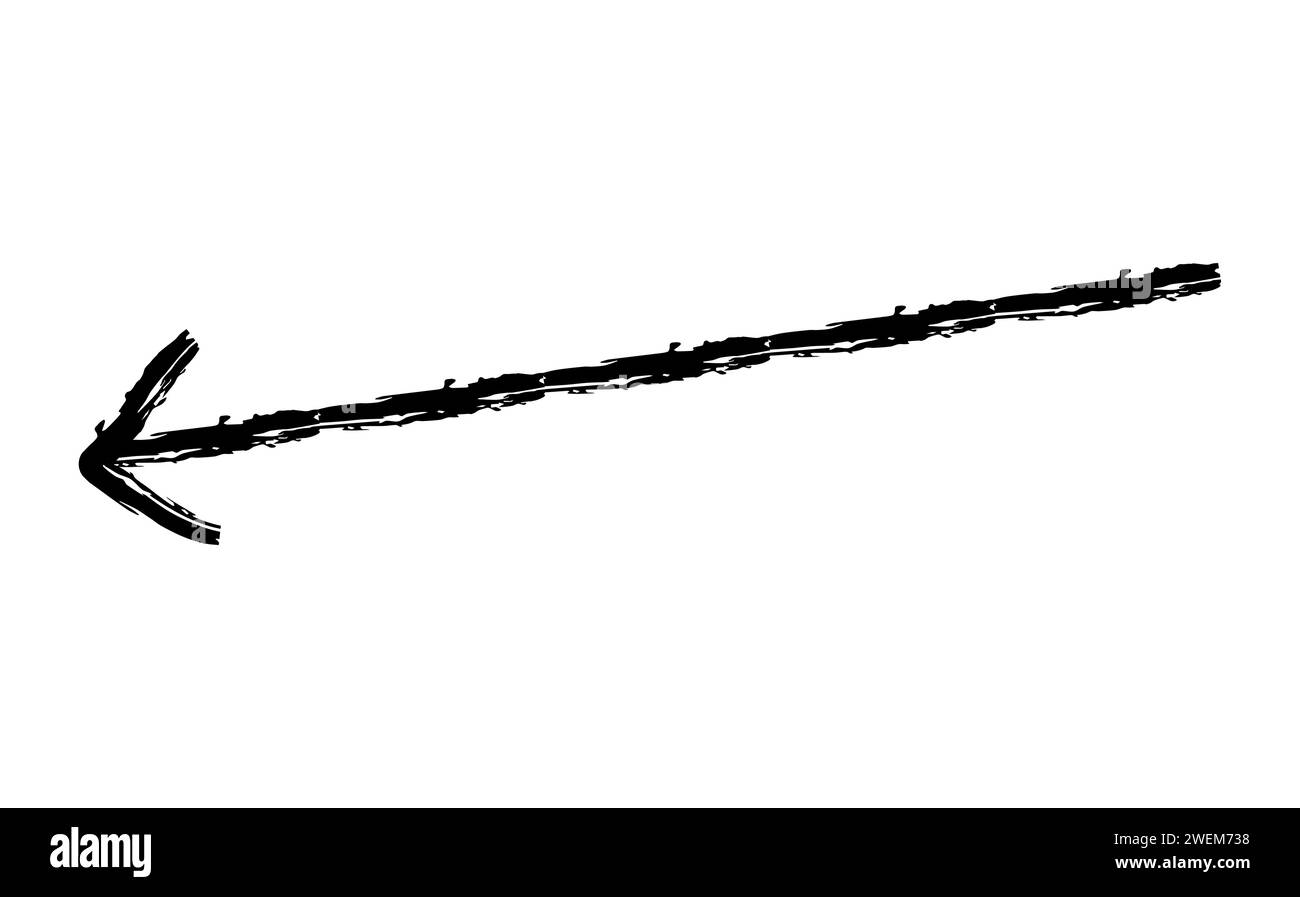 Hand drawn crayon chalk charcoal line arrow. textured arrow isolated on ...