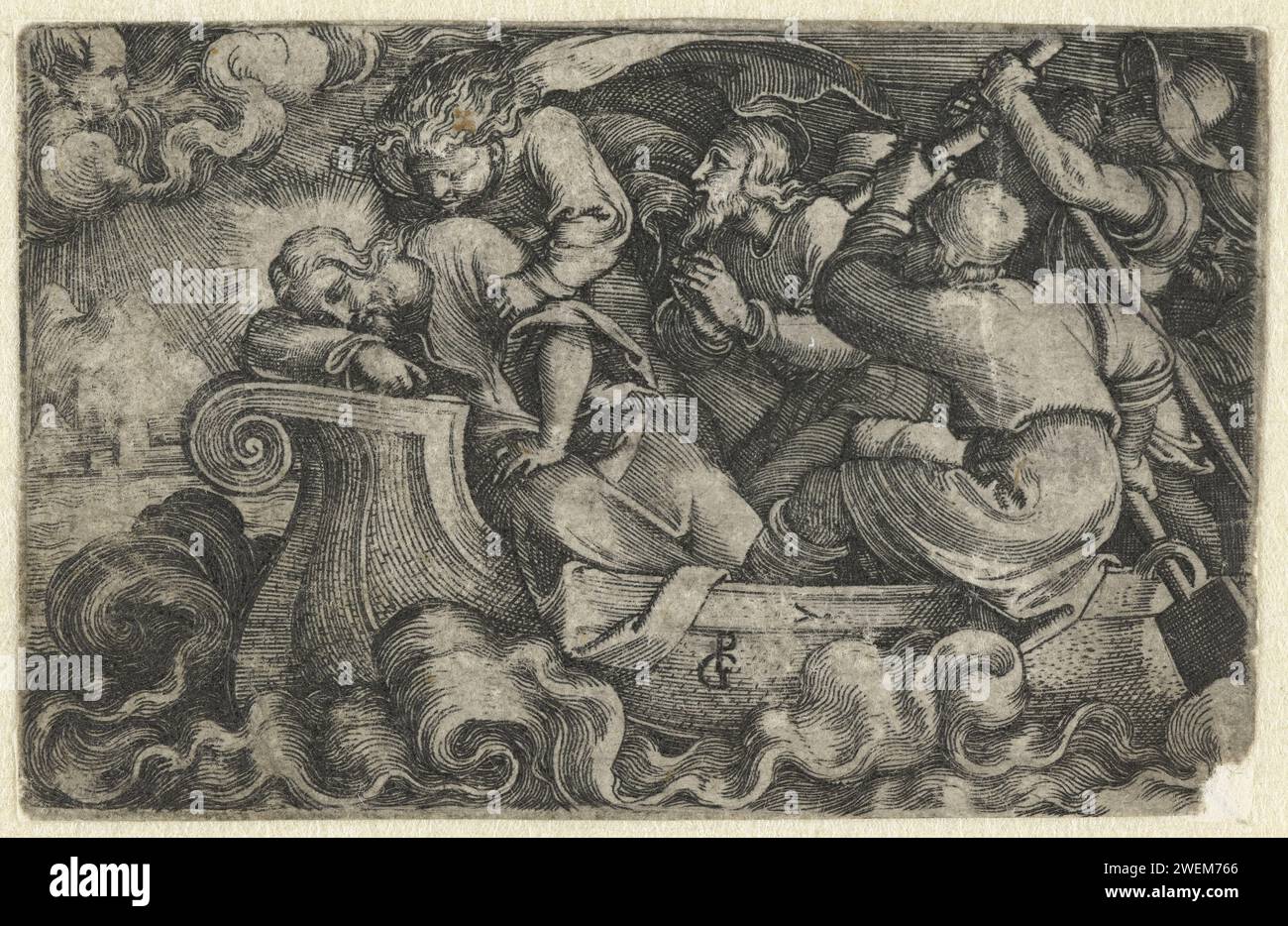 Disciples create sleeping Christ during Storm on Meer van Galilee ...