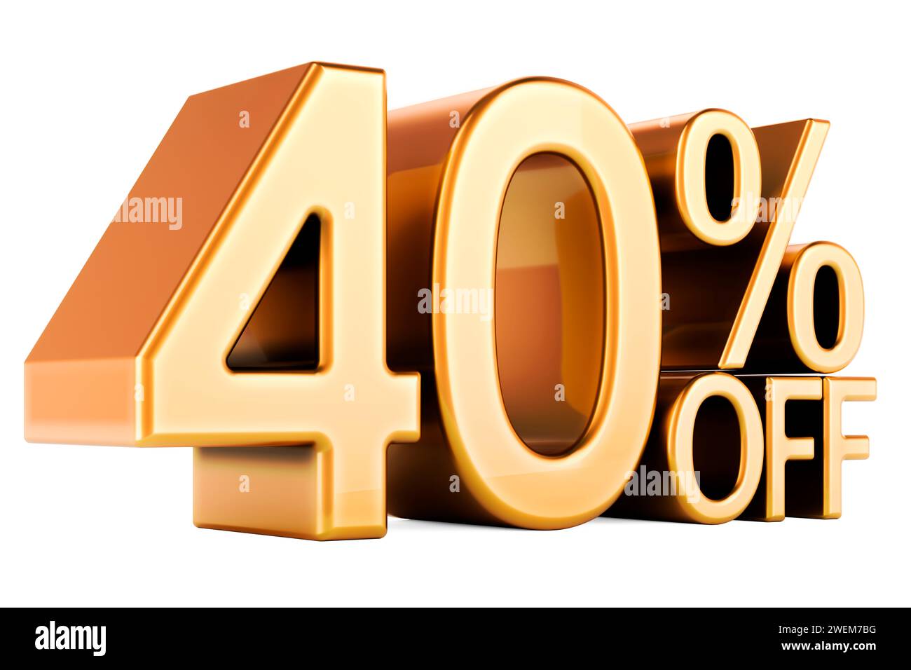 40 percent discount. Golden 40 percent off, text. Discount and sale ...