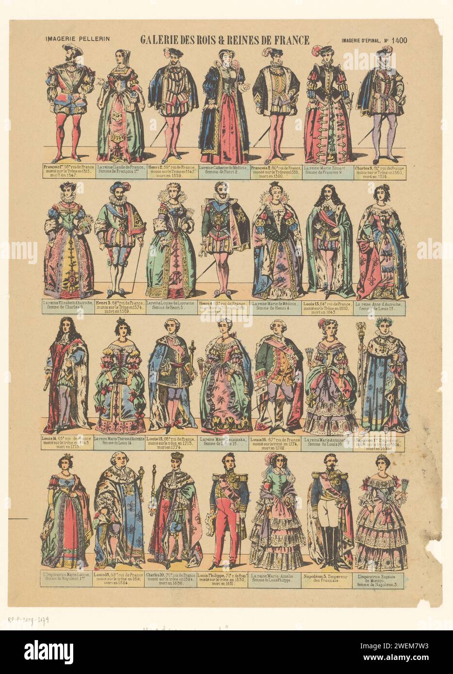 Twenty -eight French kings and queens, 1851 - 1873 print Numbered at ...